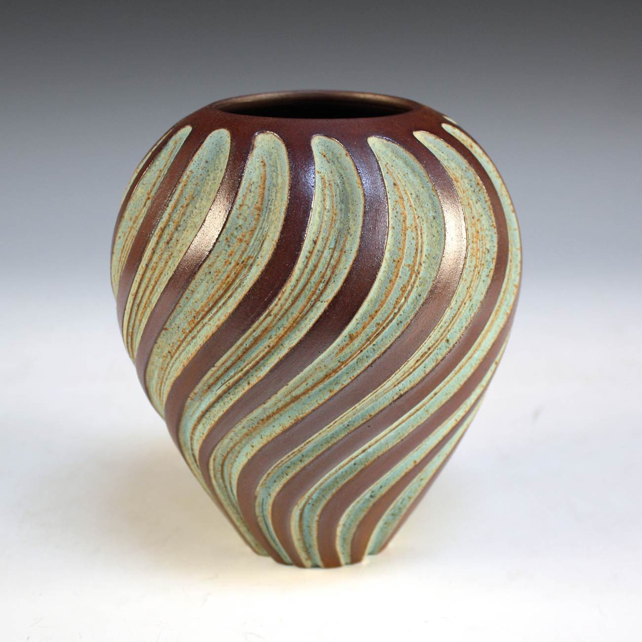 Emily Myers - 'Small Carved Ball', hand-thrown red stoneware with ...