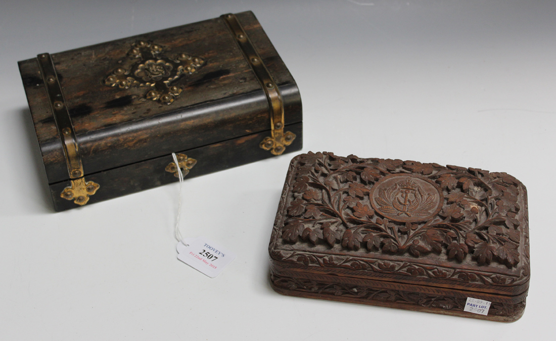 A mid-Victorian Gothic Revival coromandel and gilt brass mounted ...