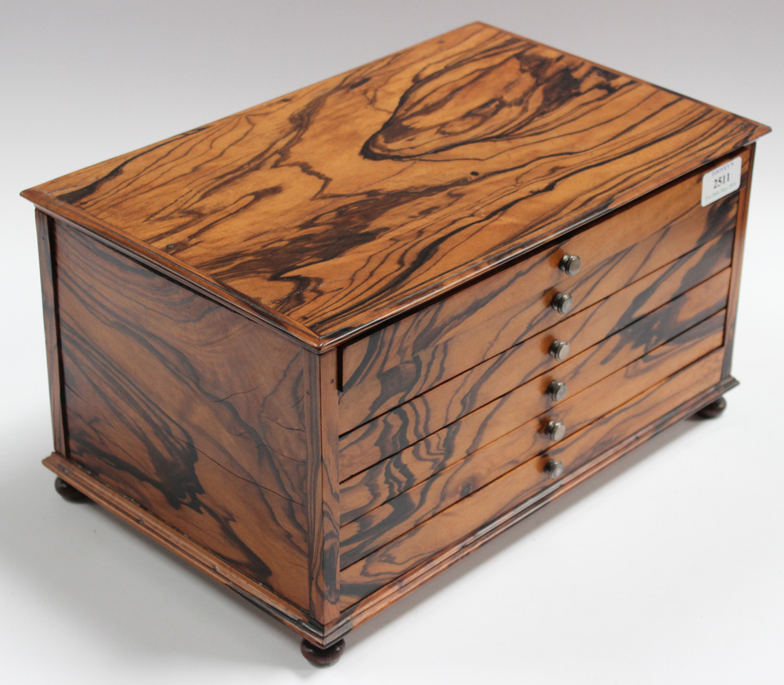 A 19th Century Sri Lankan calamander table-top chest of six drawers ...